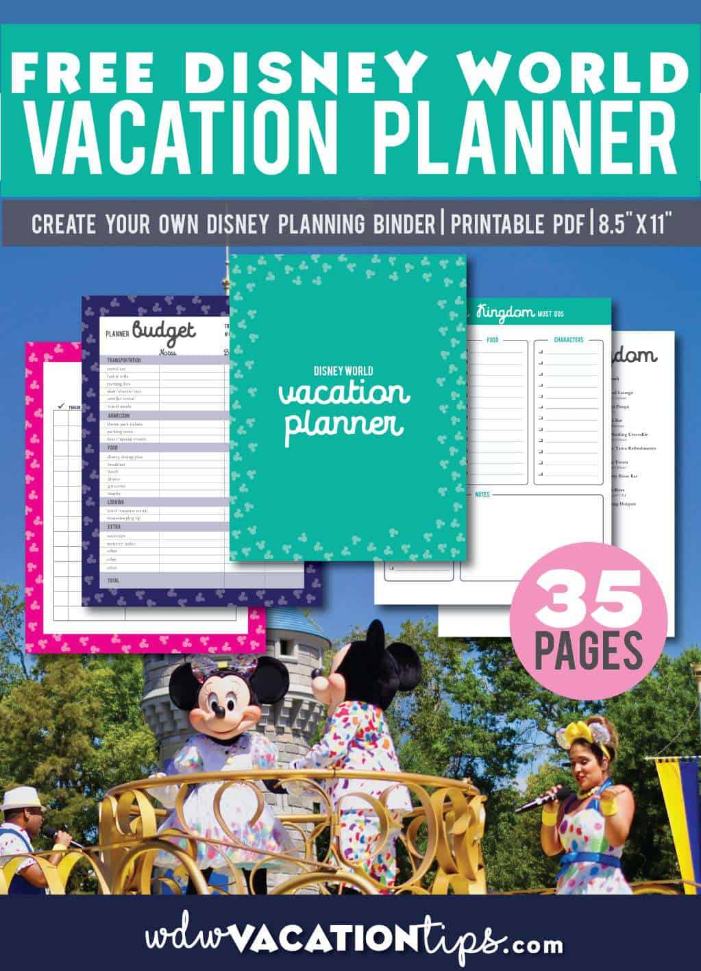 FREE Printable Disney Daily Vacation Planner WDW Vacation Tips