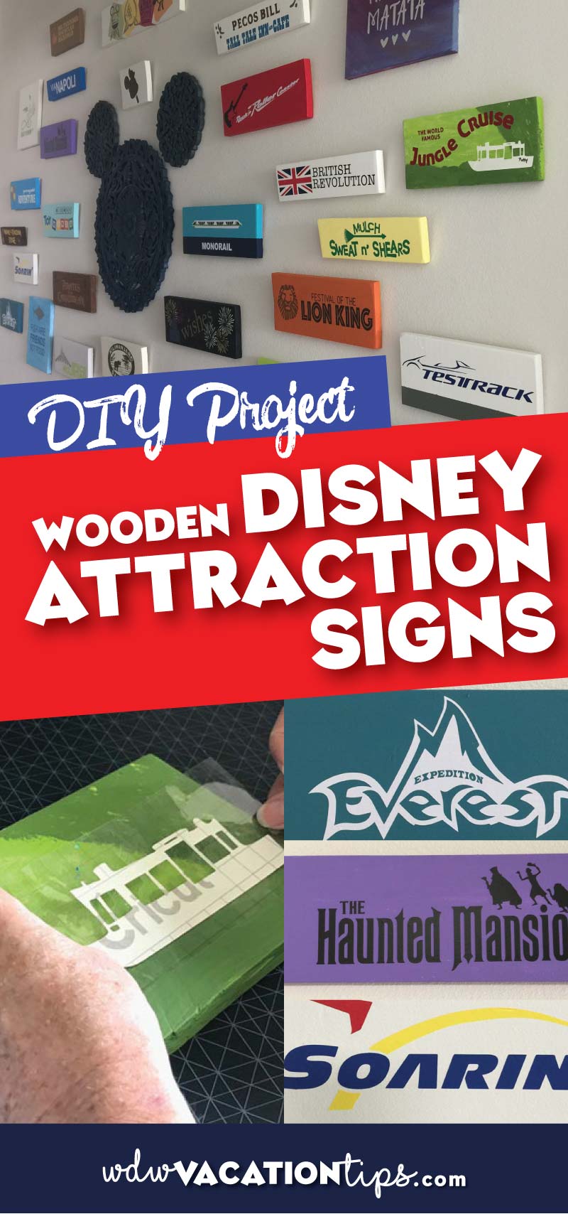 DIY Wooden Disney Attraction Signs - WDW Vacation Tips