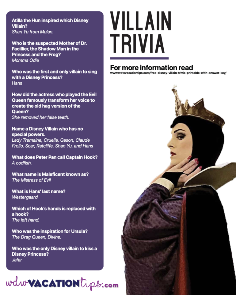 FREE Disney Villain Trivia Printable with Answer Key! • WDW Vacation Tips